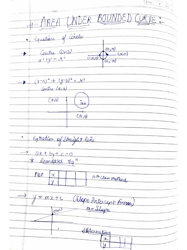 Area Under The Bounded Curve Notes | PDF