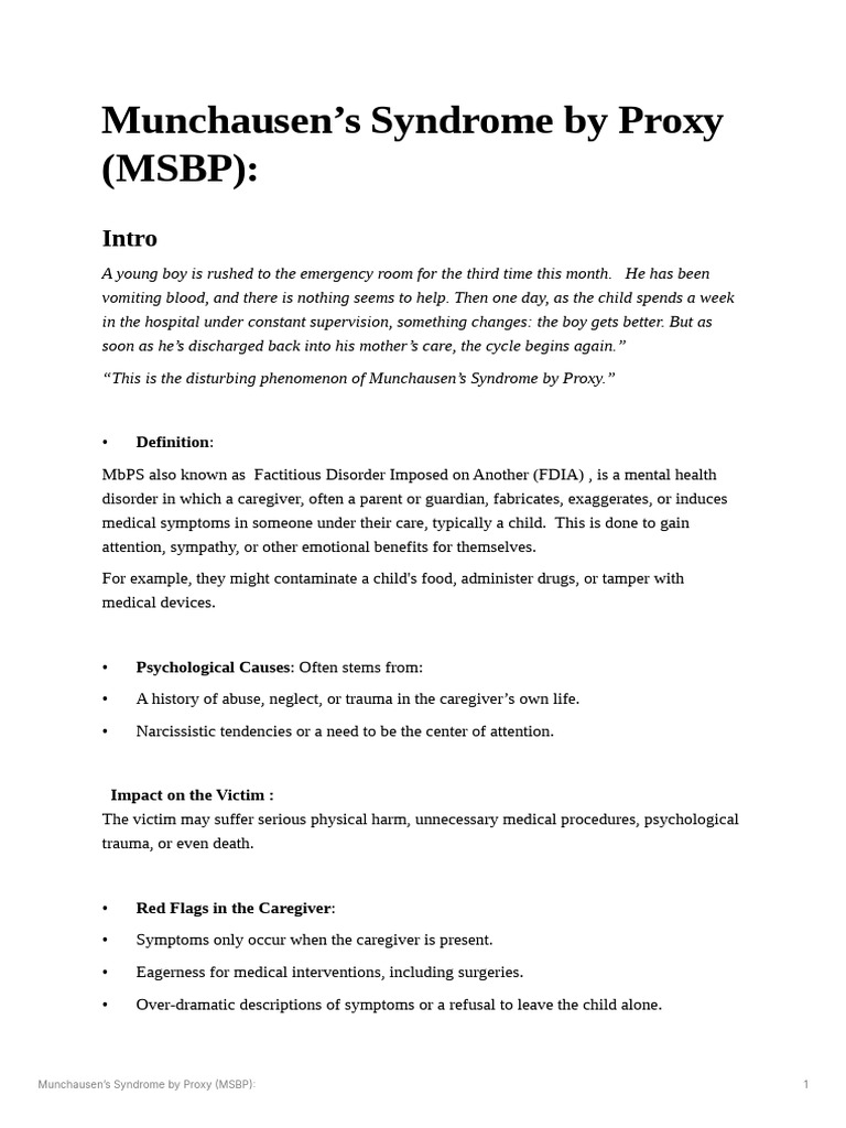 Understanding Munchausen's Syndrome by Proxy | PDF | Human Diseases And ...