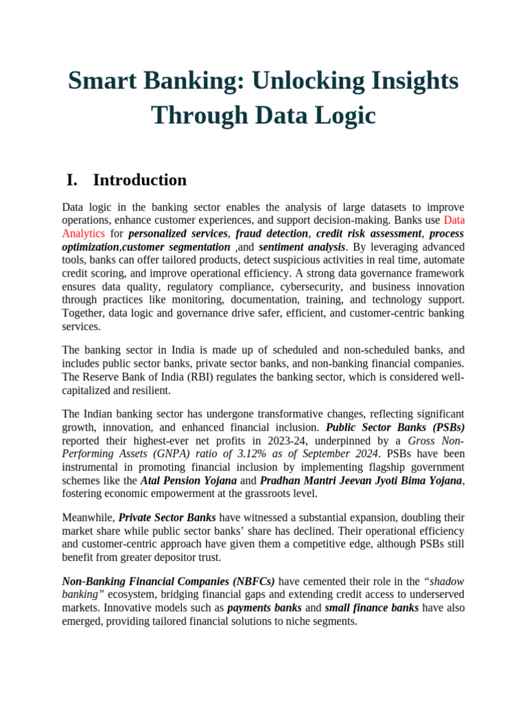 Smart Banking: Unlocking Insights Through Data Logic | PDF | Banks ...