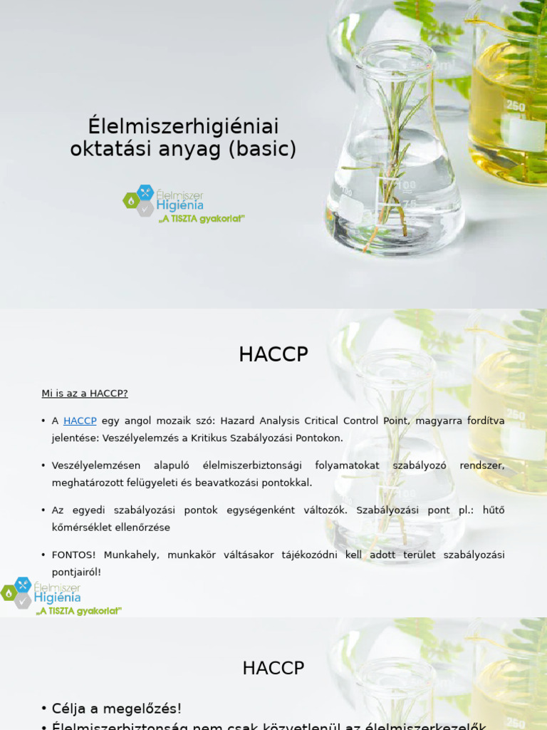 Élelmiszerhigiéniai Oktatási Anyag-Basic | PDF