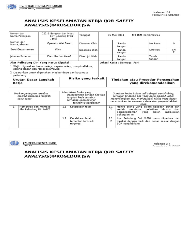 Jsa Bongkar Dan Muat LCT - Compress | PDF