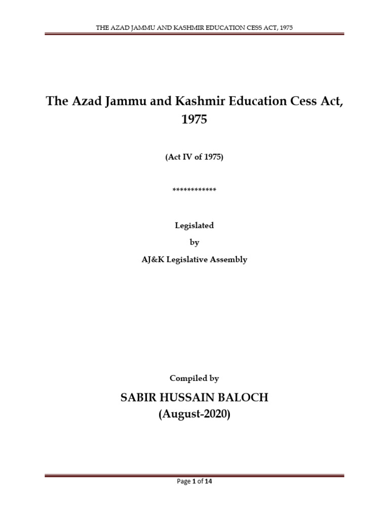 AJK Education Cess Act, 1975 | PDF | Taxes | Cosmetics