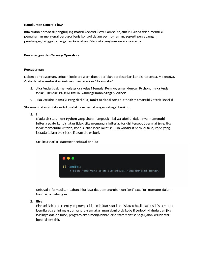 Rangkuman Control Flow Python | PDF