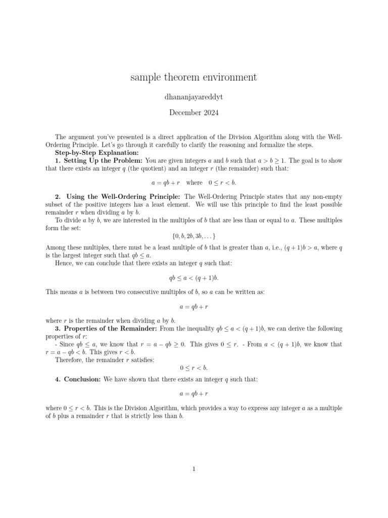 Sample Theorem Environment | PDF | Abstract Algebra | Algorithms