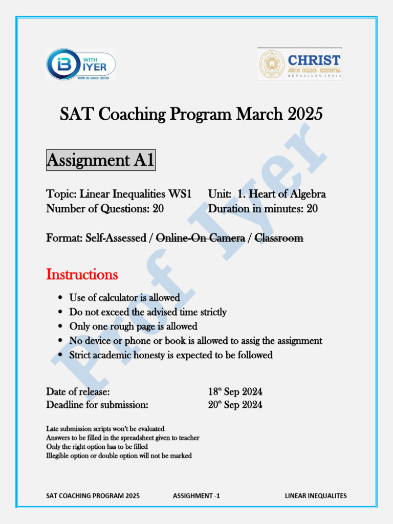 Assignment a1 Linear Inequlities Ws1 | PDF | Inequality (Mathematics)