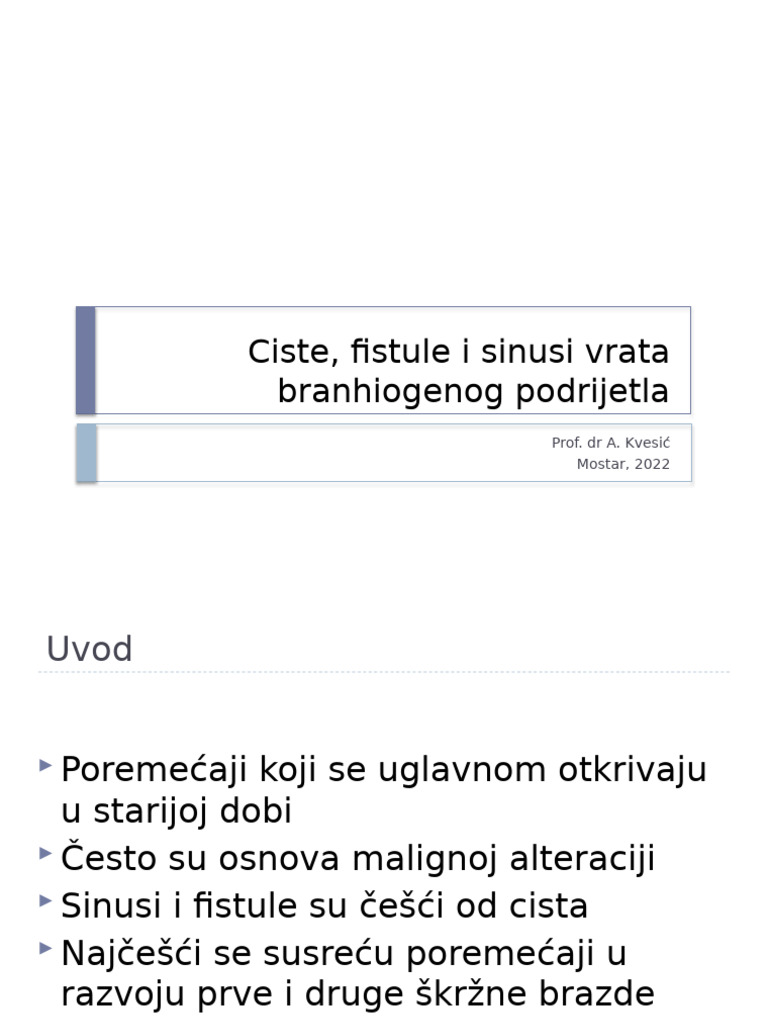 Ciste Fistule I Sinusi Vrata | PDF