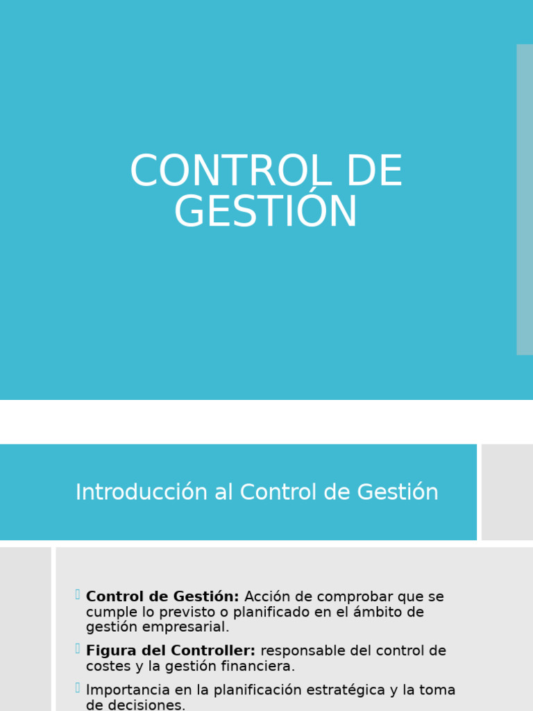 Presentación Control de Gestión Completa | PDF | Costo | Economias
