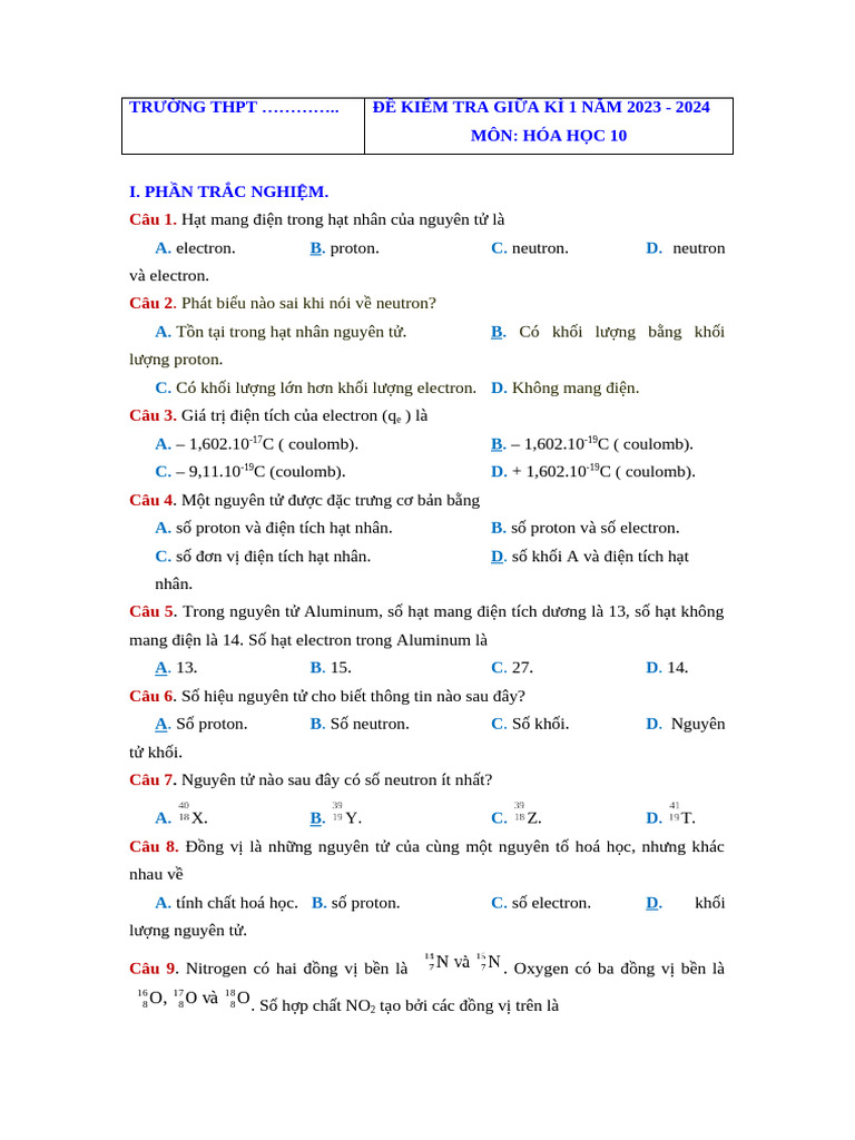 De-thi-gk-1-hoa-hoc-10-ctst-de-2 | PDF