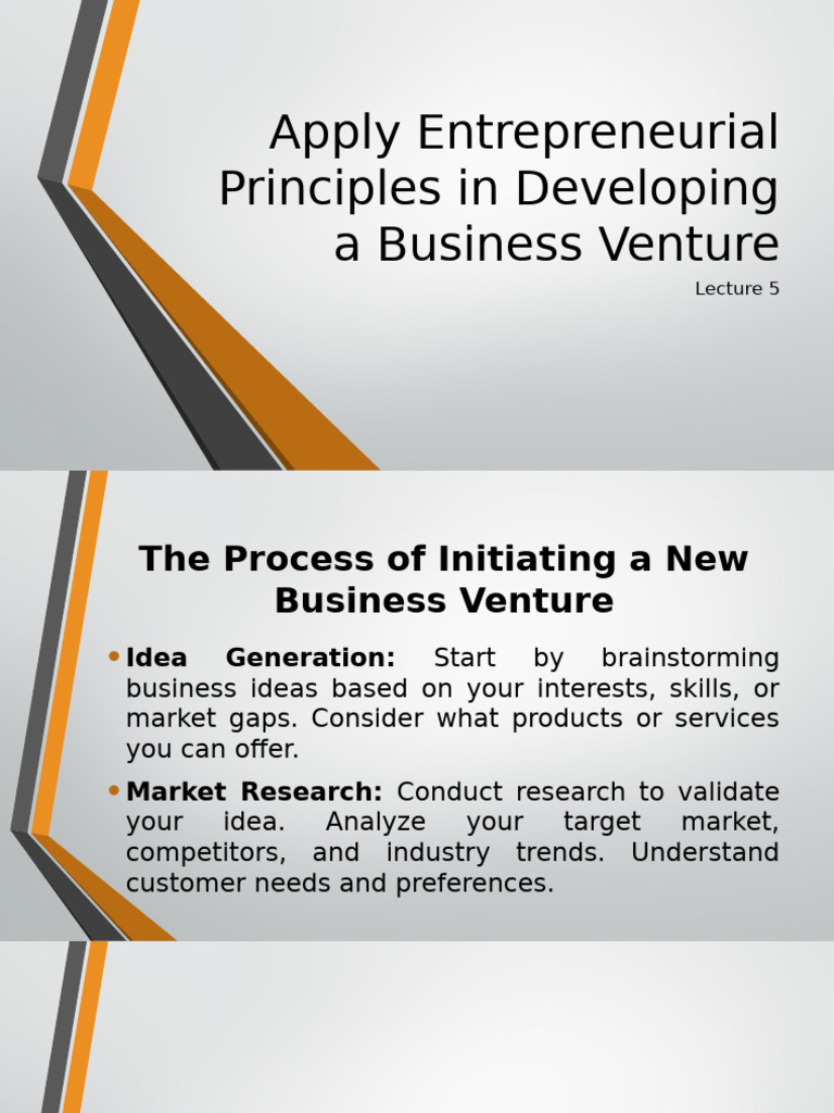 LECTURE 5 Apply Entrepreneurial Principles in Developing Business ...