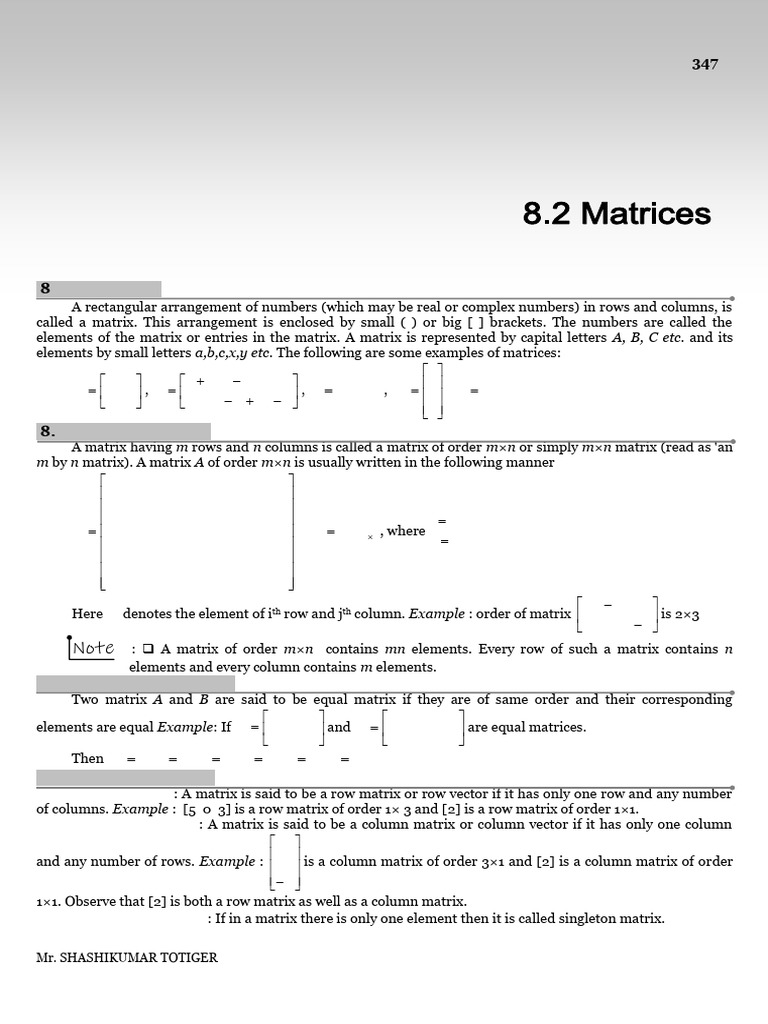 05 Matrices (E) Part I Theory | PDF | Matrix (Mathematics) | Functional Analysis