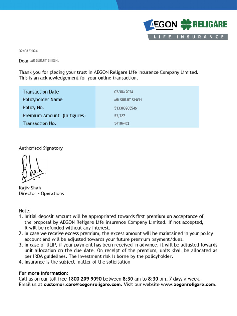 80D Father AEGON-RELIGARE | PDF