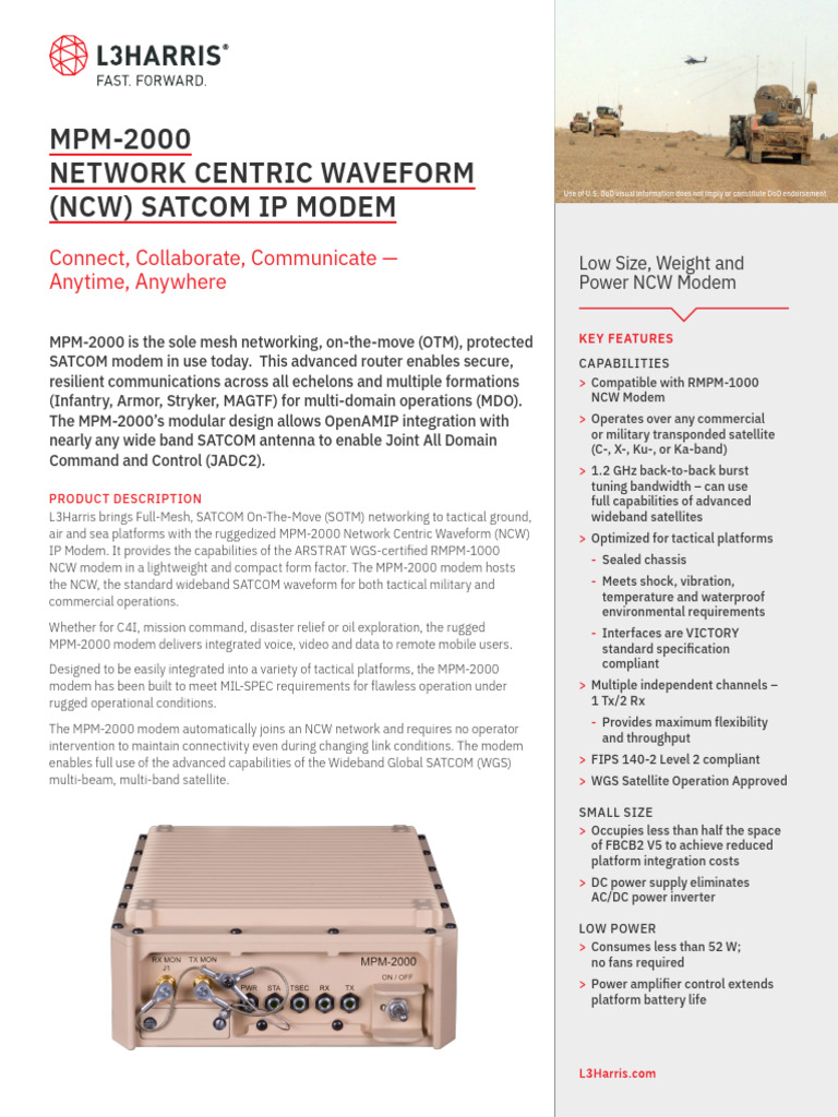 MPM-2000 NCW SATCOM IP Modem Overview | PDF | Information And ...