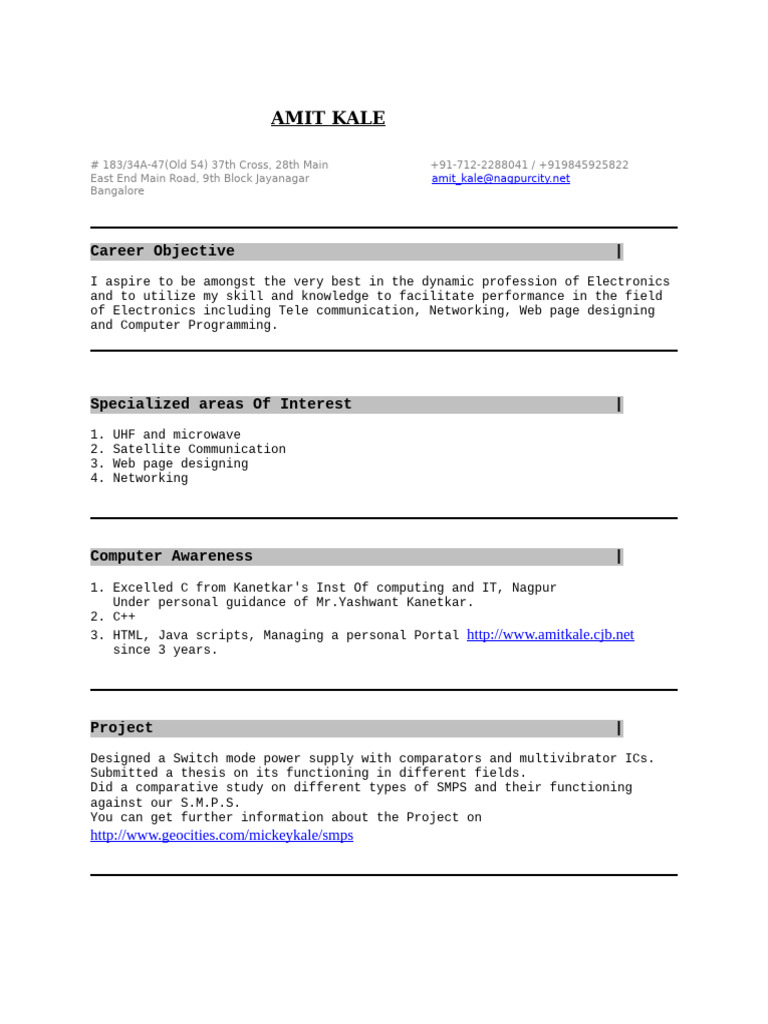 Amit_Resume_27th_may | PDF | Computer Network | Computer Engineering