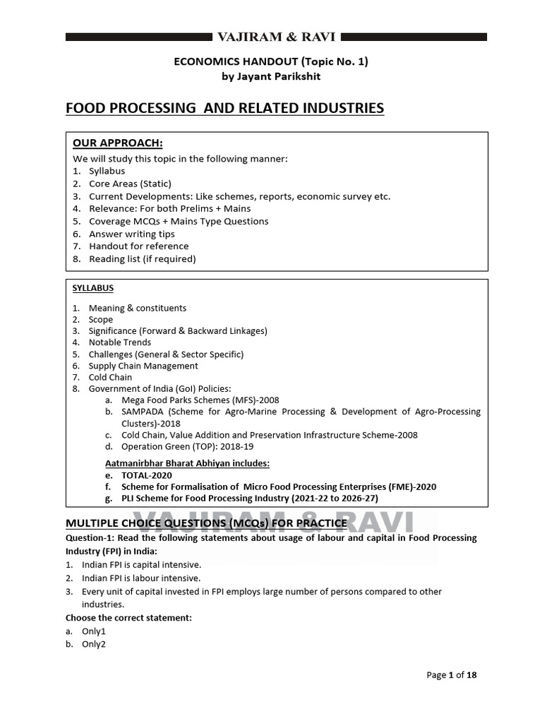 Food Processing Industries | PDF | Agriculture | Supply Chain Food Processing Industries | PDF | Agriculture | Supply Chain