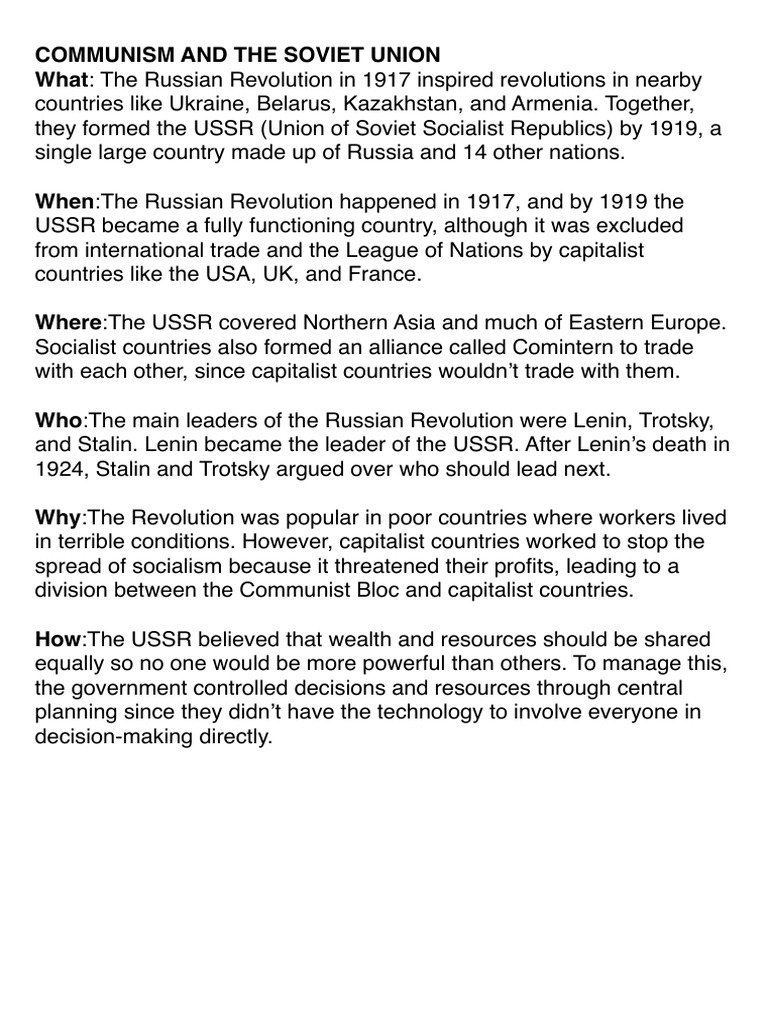 SUMMARISED HUMANITIES NOTES SUFFRAGETTES AND COMMUNISM | PDF | Soviet ...