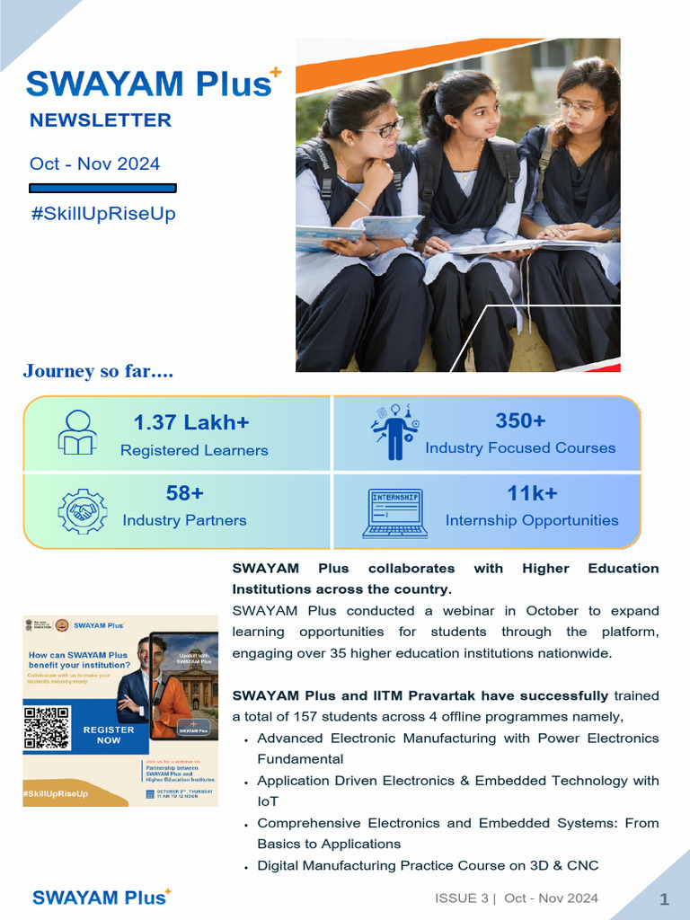 SWAYAM Plus Newsletter - Oct-Nov 2024 - Issue 3 1 | PDF | Logistics