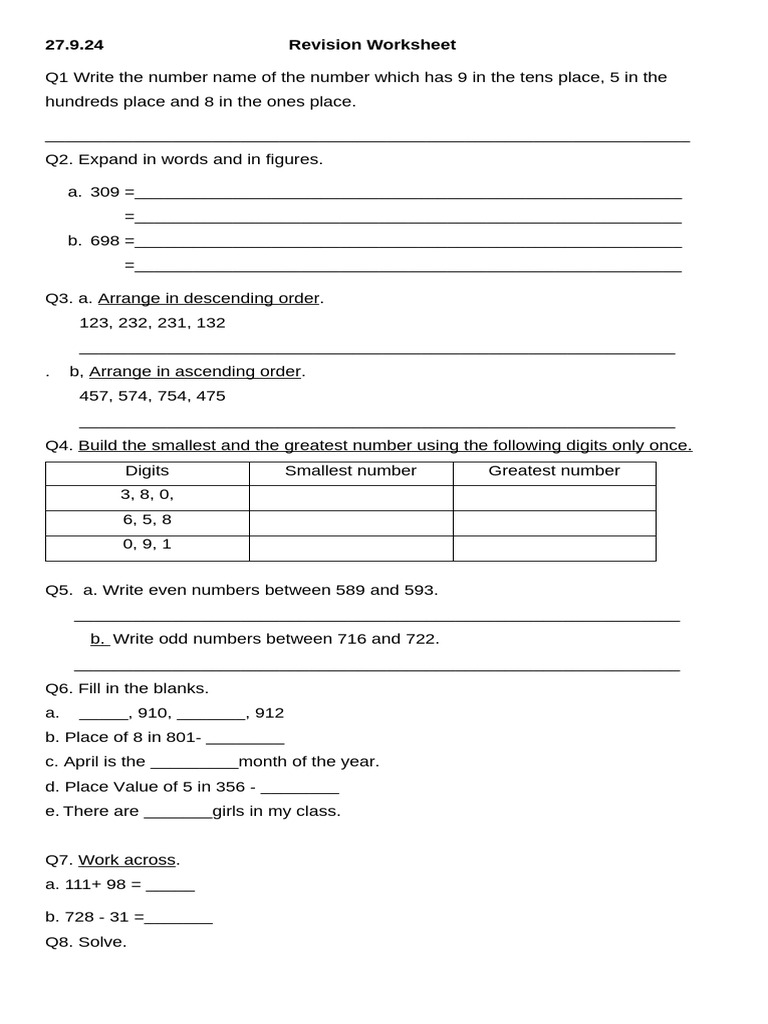 Maths Revision 1 | PDF
