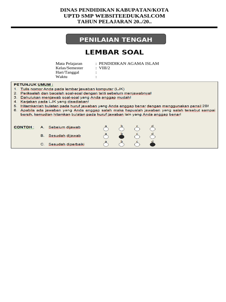 Soal PTS 2 Pai Kelas Viii K13 | PDF