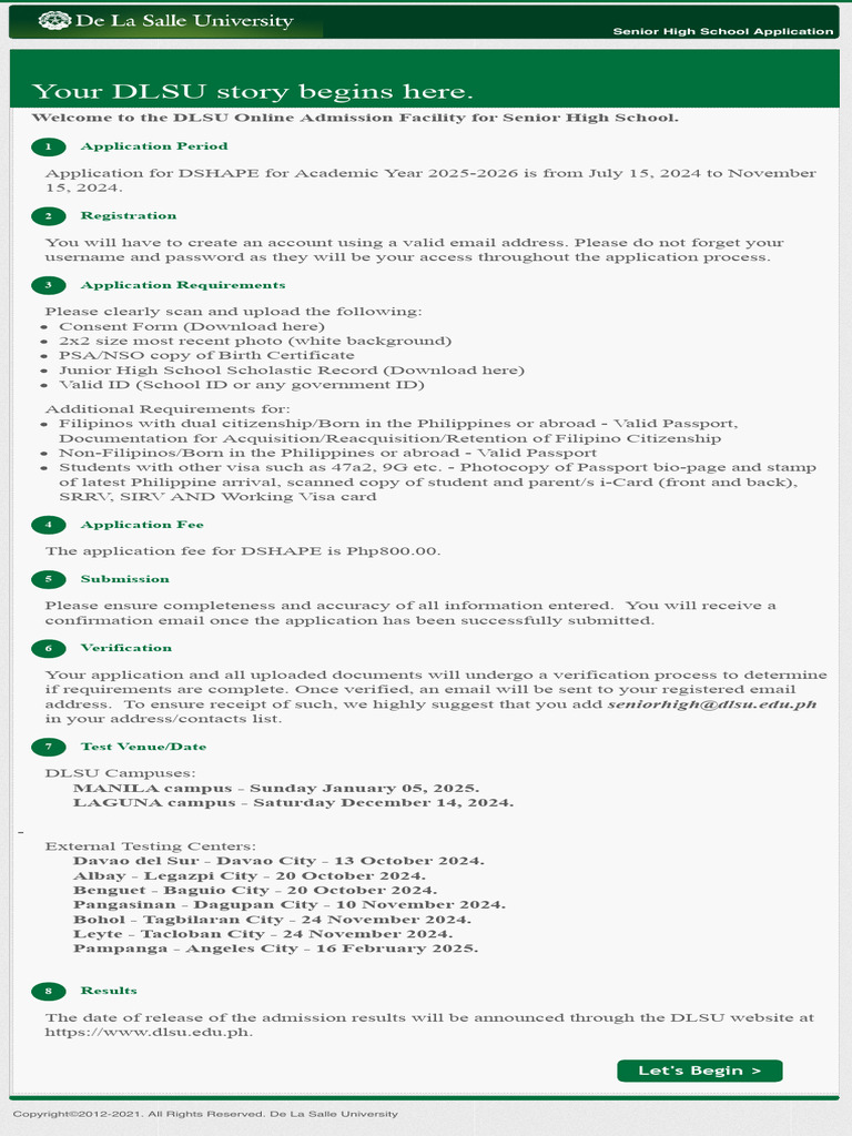 DLSU - Senior High School Application Form | PDF | Philippines ...