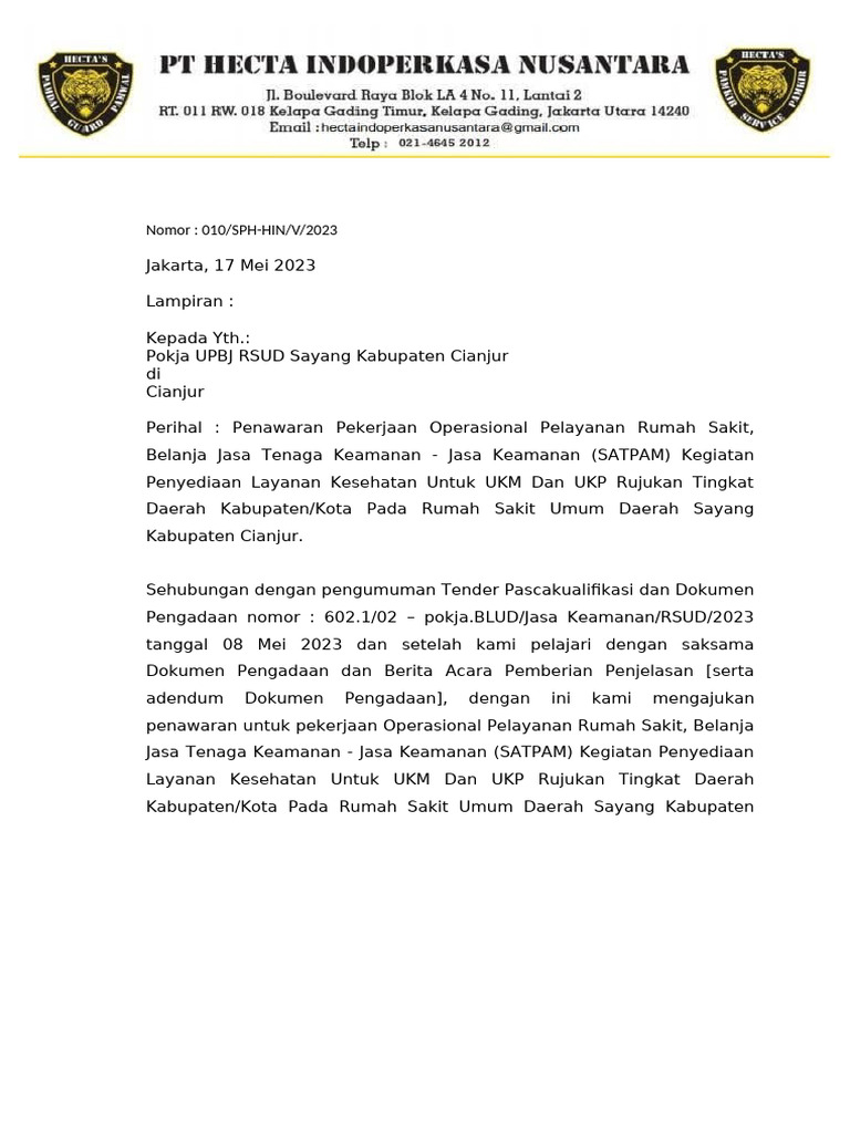 Surat Pengantar Penawaran Hal 104 | PDF