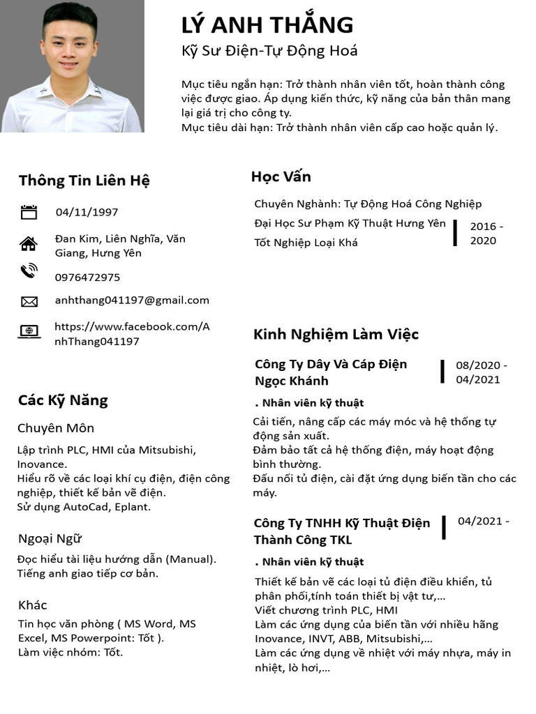 CV Ly Anh Thang | PDF