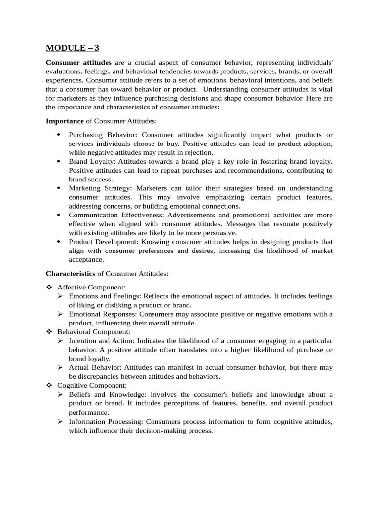 MODULE 4 & 5 | PDF | Attitude (Psychology) | Consumer Behaviour