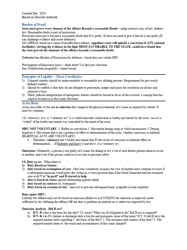 Burden of Proof and Mens Rea Explained | PDF | Mens Rea | Intention ...