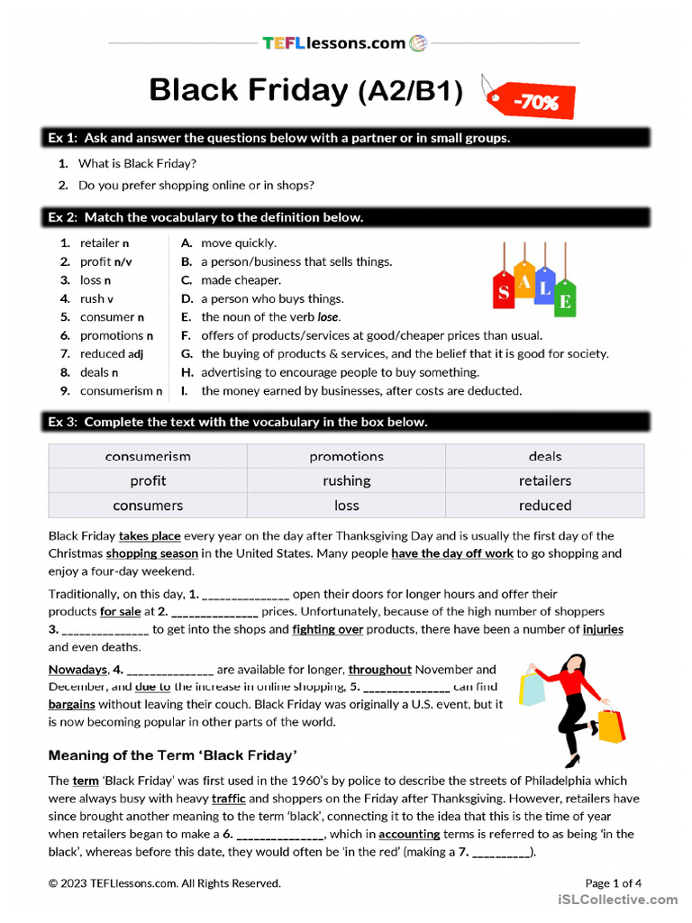 Black Friday Reading & Vocabulary Lesson Plan | PDF