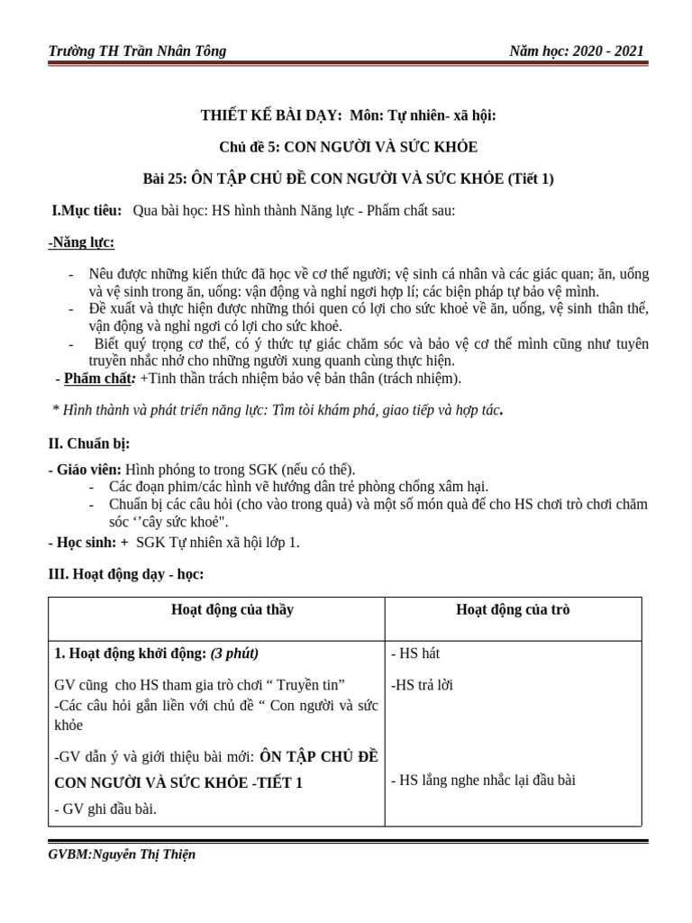 Dao Duc Và Tnxh Tuần 30 | PDF