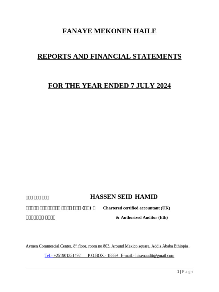 Fanaye Audited For 2024 | PDF | Audit | Expense