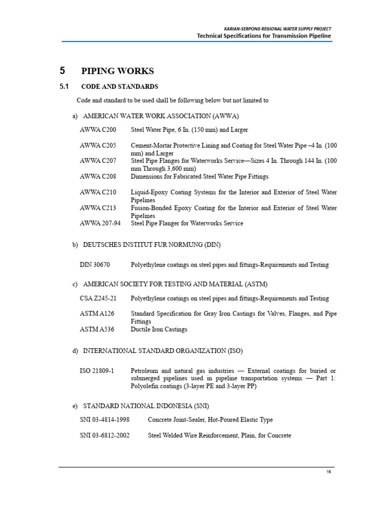 Technical Specification For Transmission Pipeline Pdf Pipe Fluid Conveyance Plumbing