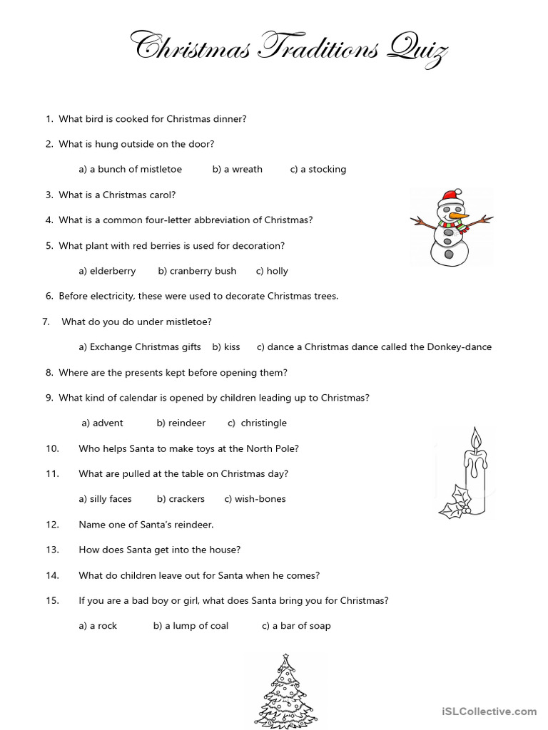 UK Christmas Traditions Quiz | PDF
