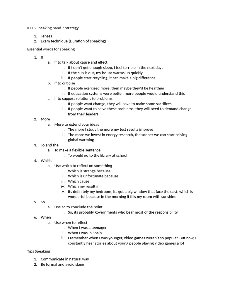 IELTS Speaking Band 7 Strategies Guide | PDF