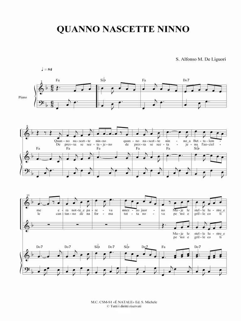 Quanno Nascette Ninno (Fa+) | PDF
