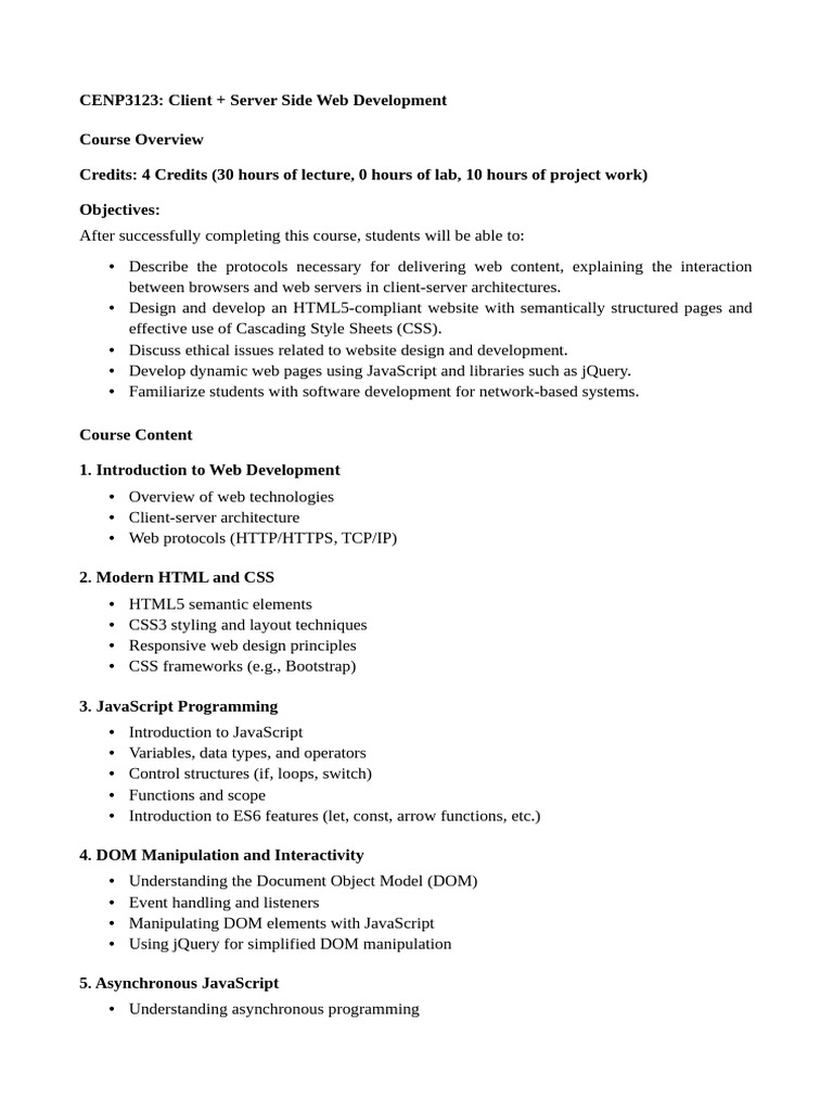 Client-Server Web Development Course | PDF | World Wide Web | Internet ...