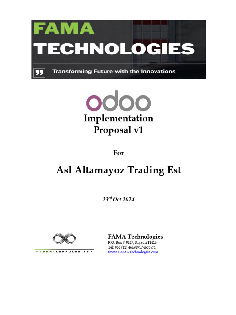 Odoo Implementation Proposal - Asl Altamayoz Trading Est - V1 | PDF ...