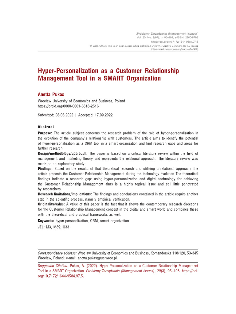 Hyper Personalization As A Customer | PDF | Customer Relationship ...