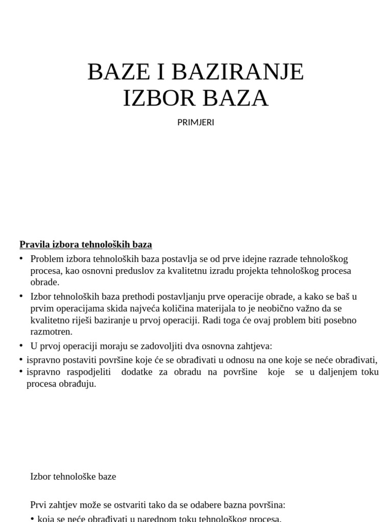 Primjeri Izbora Baze | PDF