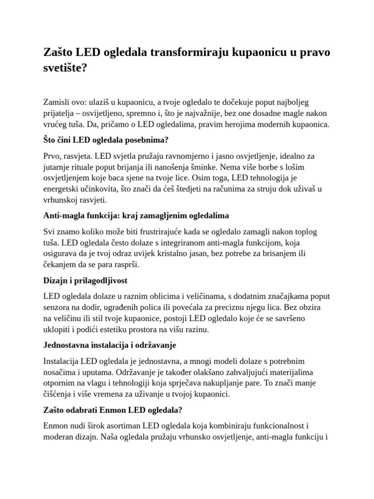 Zašto LED Ogledala Transformiraju Kupaonicu U Pravo Svetište | PDF