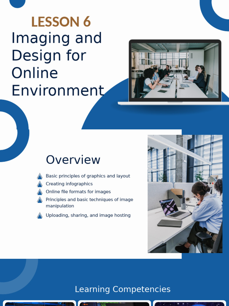 EMTECH Lesson 6 - Imaging and Design for Online Environment | PDF | Infographics | Page Layout