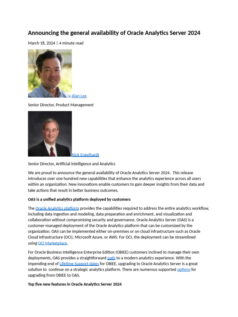 Oracle Analytics Server 2024 Launch | PDF | Analytics | Microsoft Excel