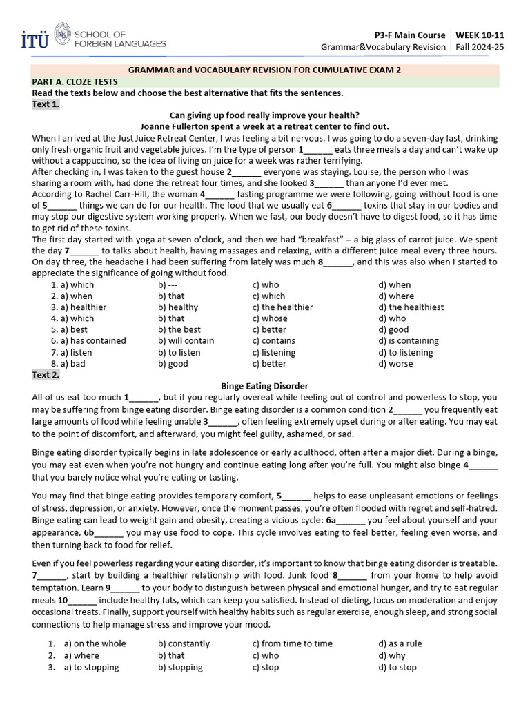 P3-F Grammar&Vocabulary Revision For Cumulative 3 | PDF | Electronic Cigarette