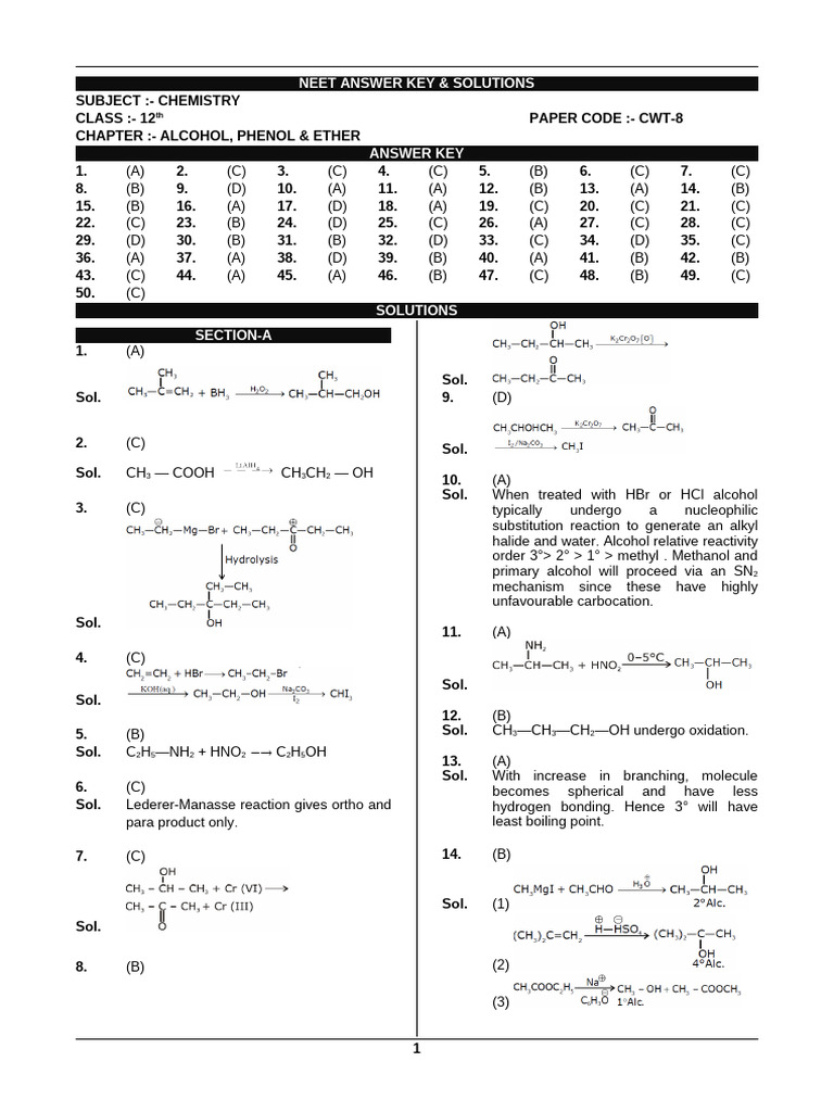 Chemistry Solution | PDF | Methyl Group | Organic Chemistry