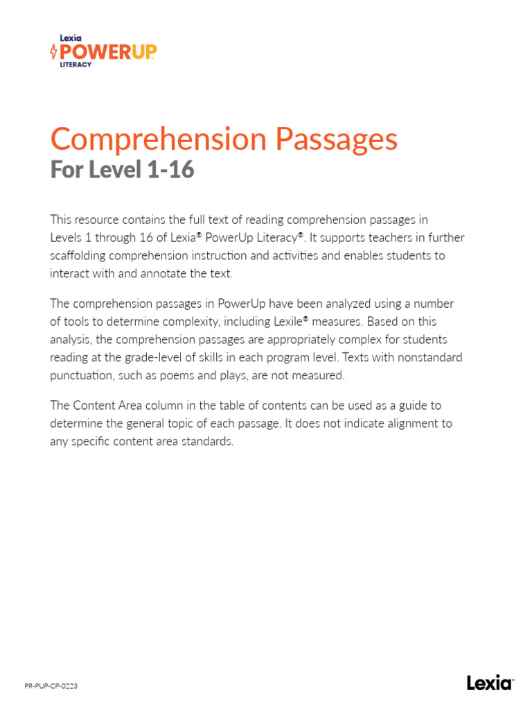 PowerUp Comp Passages | PDF | Reading Comprehension | American Bison