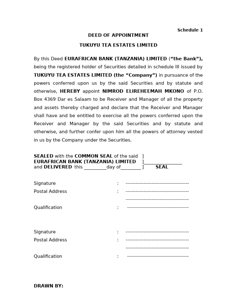 Tukuyu Tea Estates Receiver Appointment | PDF