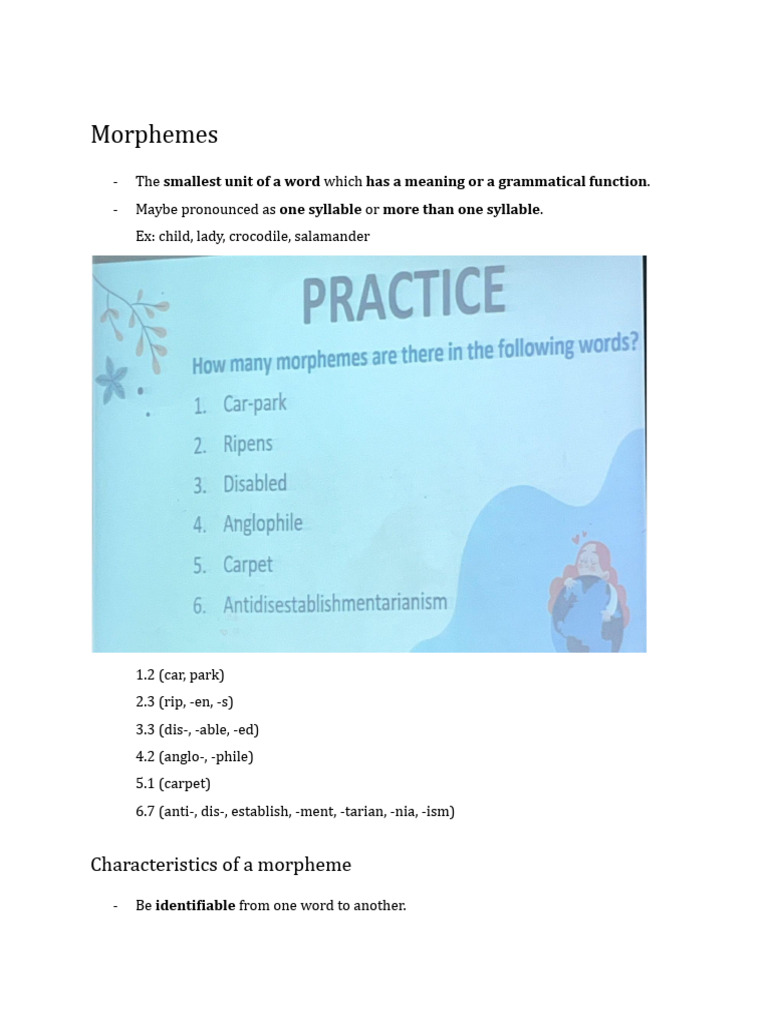 Buổi 3 - Chap 3 - A Word and Its Parts - Roots, Affixes and Their ...