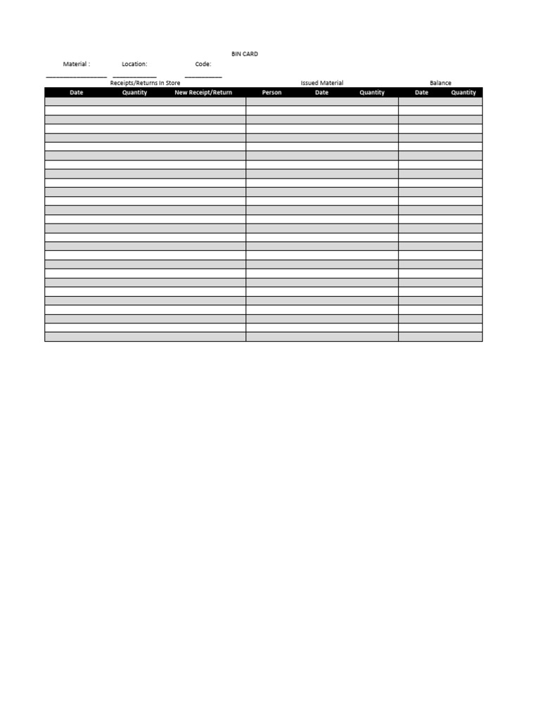 Bin Card | PDF