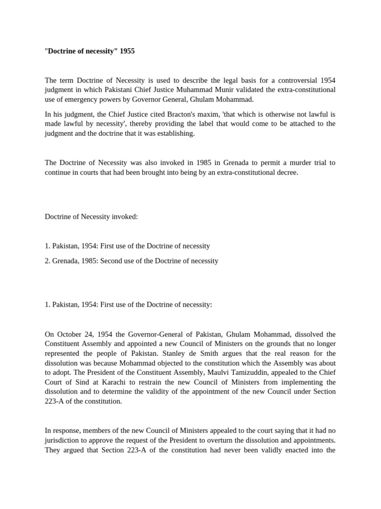 Doctrine of Necessity | PDF | Government Institutions | Political Law
