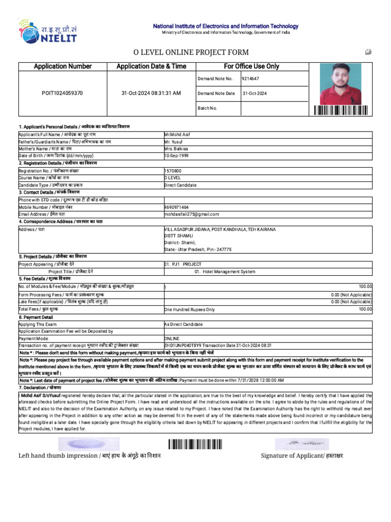 Mohd Asif Project Form (1) | PDF