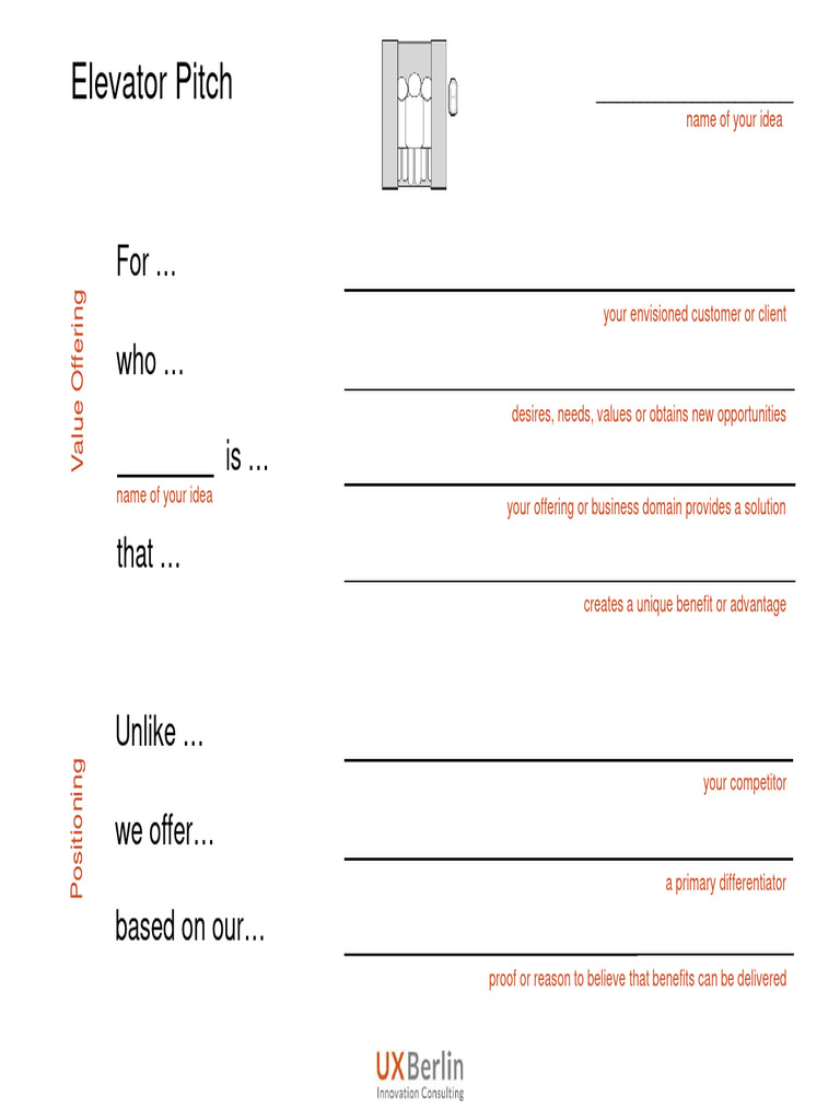 Elevator Pitch English UXBerlin Business Innovation Kit | PDF